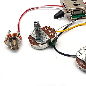 SAPHUE Electric Guitar Wiring Harness Prewired Kit A500k B500K 18mm Shaft Big Pots 3 Way Switch Volume Tone Control Wiring Harness