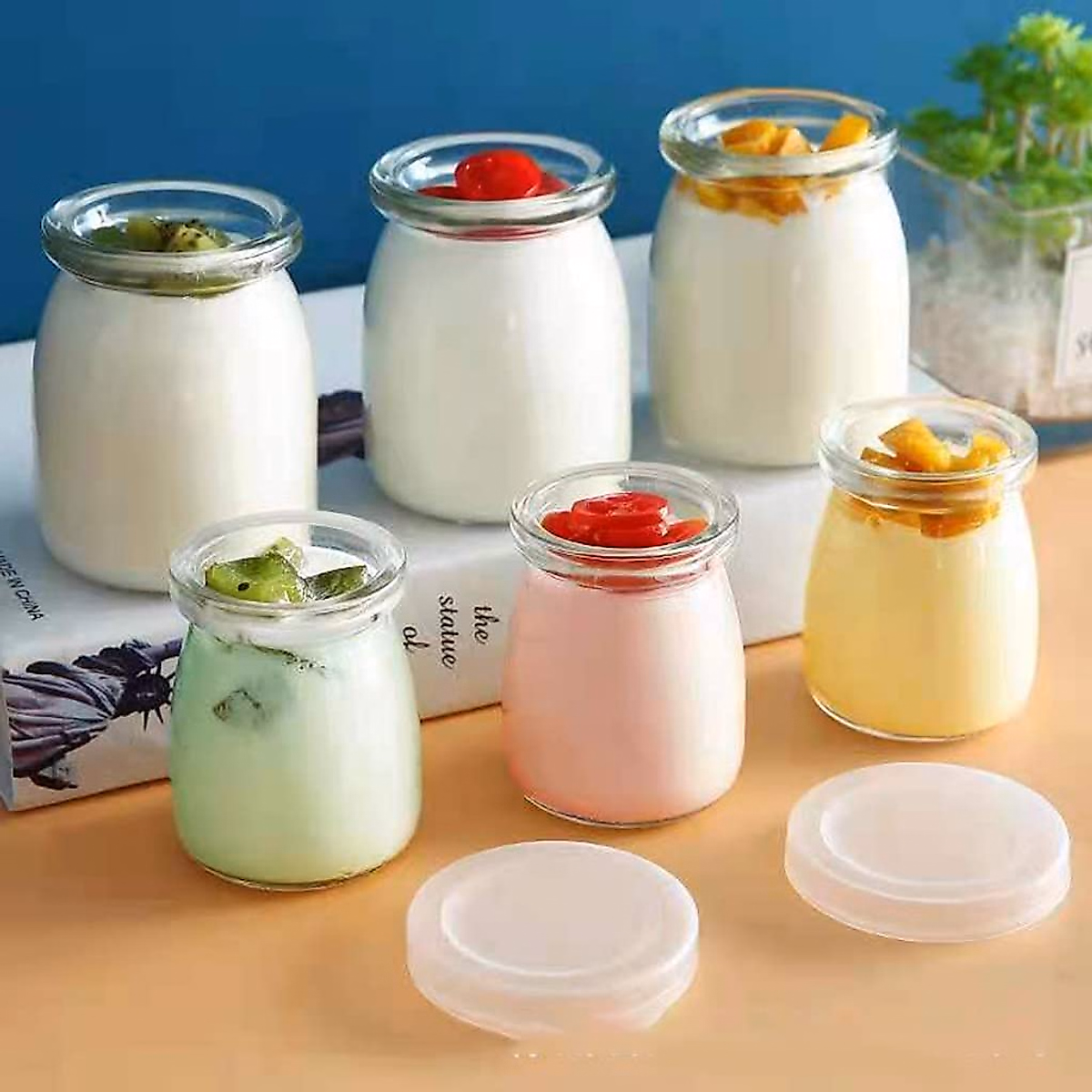 YS0911 Glass Jars With Cork Stopper Glass Bottle Wishing Bottle Yogurt Jars Storage Containers For Desserts Multifunction 100/150/200ml Glass Bottle W/Cork Stopper Cup Bottle