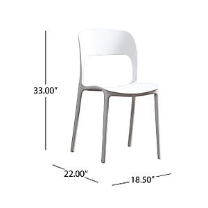 Christopher Knight Home Dean Outdoor Plastic Chairs (Set of 2), White