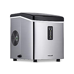 Newair Countertop Ice Maker Machine 28 lbs. of Ice in 24 Hours, Portable Design in Stainless Steel with 3 Bullet Ice Cube Sizes, Convenient Rapid Ice Production, Insulated Storage