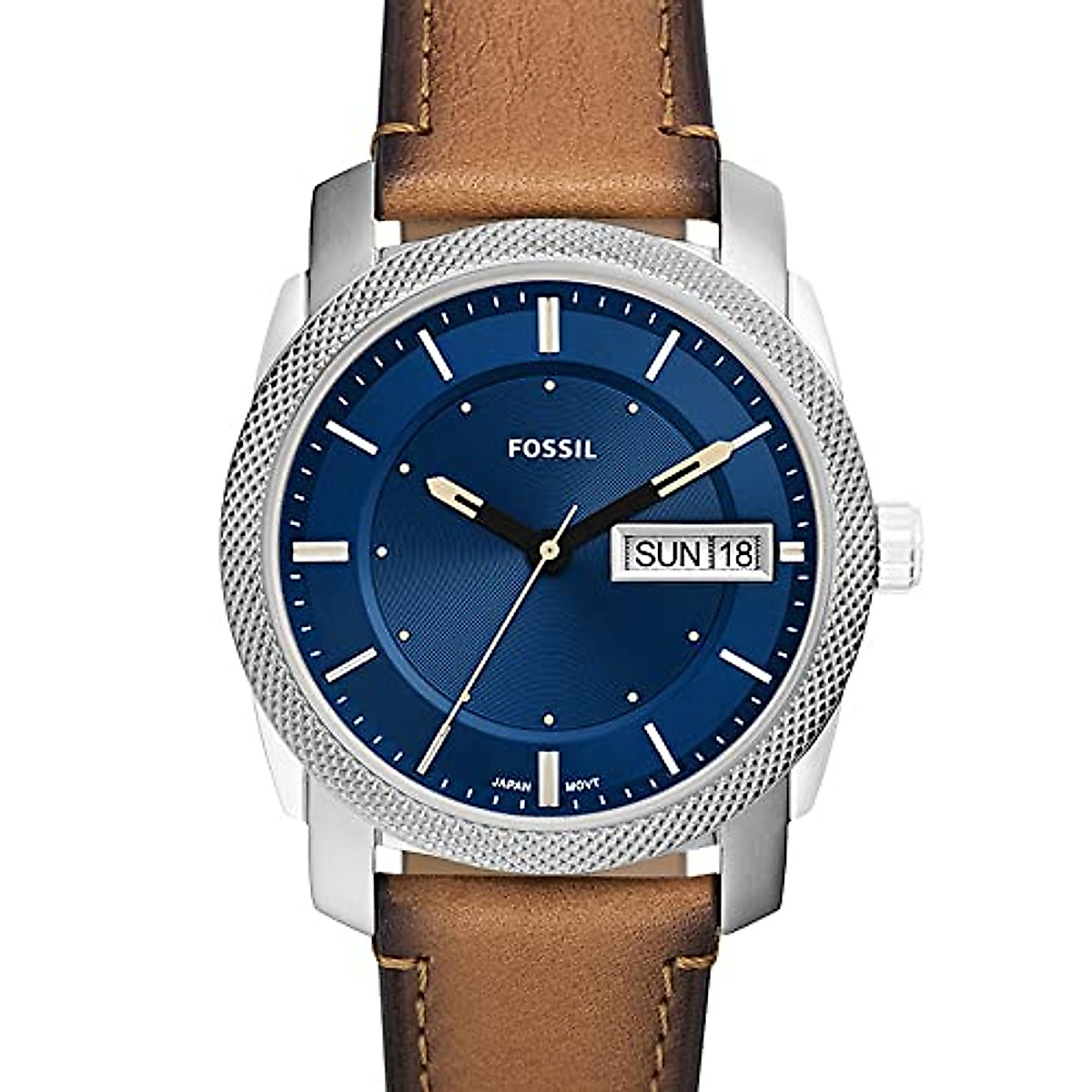 Fossil Men's Machine Quartz Silver and Leather Three-Hand Watch, Color: Silver (Model: FS5920)