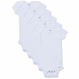 Gerber Unisex Baby 5-Pack Short Sleeve Variety Onesies Bodysuits Short Sleeve White 0-3 Months