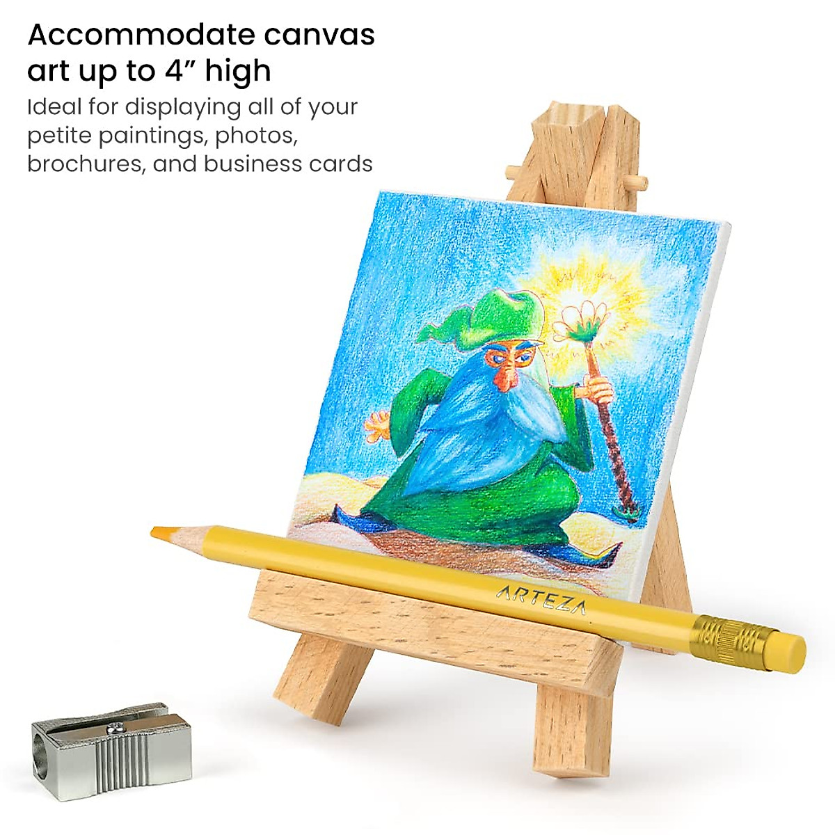 ARTEZA 5 Inch Mini Display Wood Easel, Pack of 40 Art Supplies for Displaying Small Canvases, Business Cards, Photos
