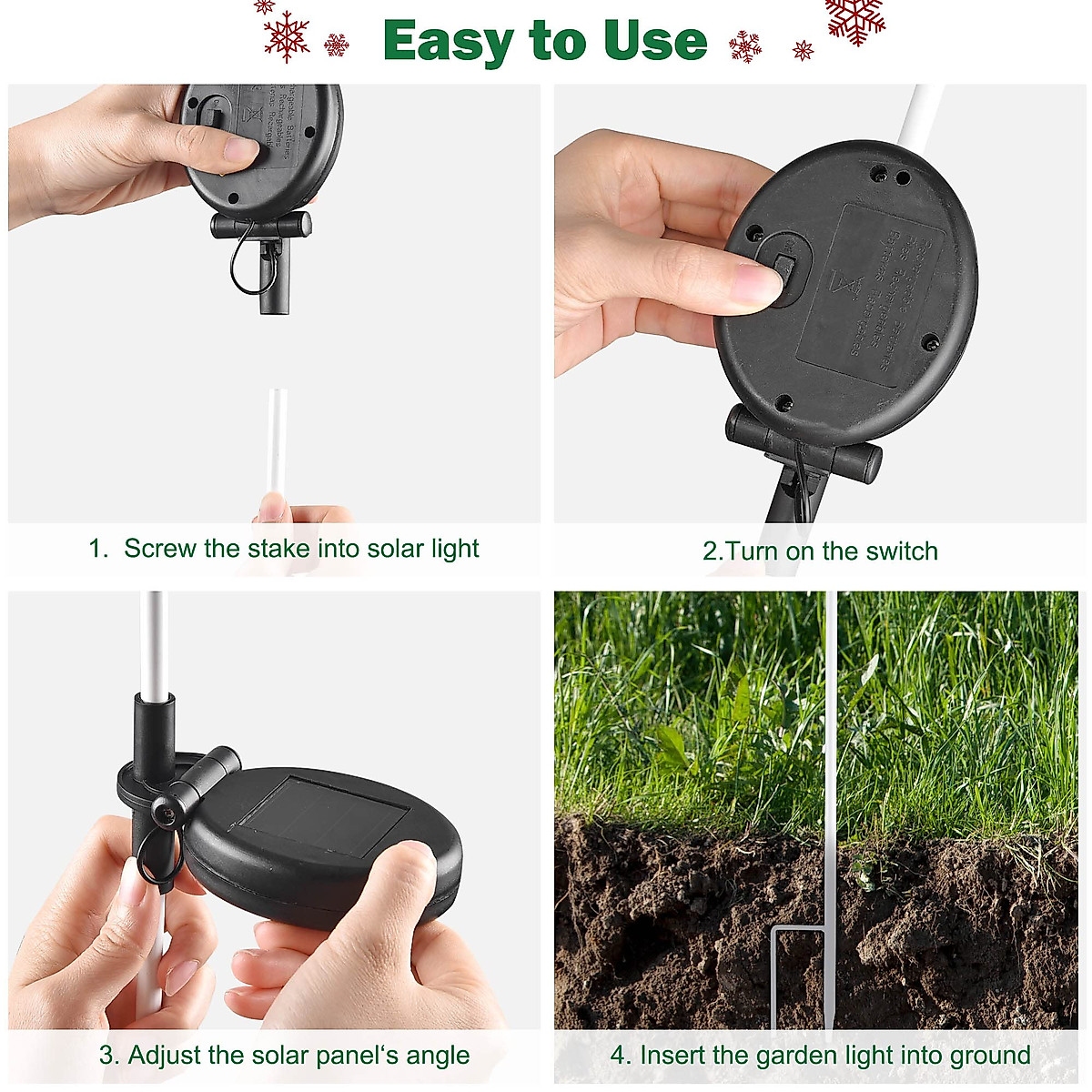 Yescom 8 Packs Solar Snowman Stake Lights Christmas Decor Solar Pathway Lights Waterproof Solar Stakes Lights for Outdoor Patio Garden