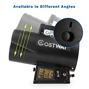 COSTWAY 60,000 BTU Forced Air Propane Heater, Space Heater with Overheat & Cut-off Protection, Portable Gas Heater Propane Heater for Garage, Warehouse, Workshop, Farm, Black