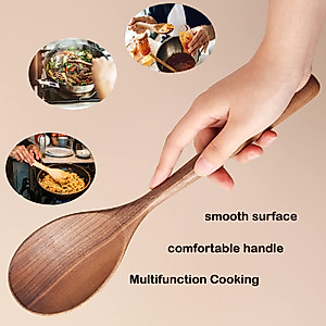 MornHalo 5PCS Black Walnut Wooden Spoons For Cooking 12-inch Smooth Finish Corner Spoon And Cooking Spoons-Comfortable Grip Wood Spoons for Cooking - Non-Stick Wooden Cooking Utensils
