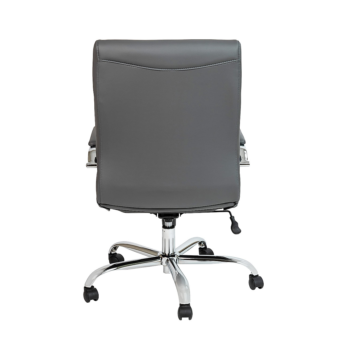 Flash Furniture Whitney Mid-Back Swivel LeatherSoft Desk Chair with Padded Seat and Armrests, Adjustable Height Padded Office Chair, Gray/Chrome