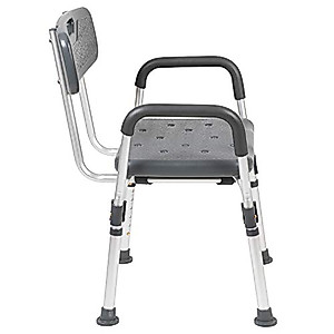 Flash Furniture HERCULES Series 300 Lb. Capacity, Adjustable Gray Bath & Shower Chair with Depth Adjustable Back