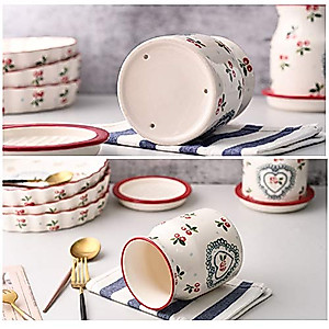 Ceramic Utensil Holder Vintage Style Kitchen Utensil Caddy Antique Design Cooking Utensil Organizer Country Style Utensil Crock for Cooking Enthuziast,White