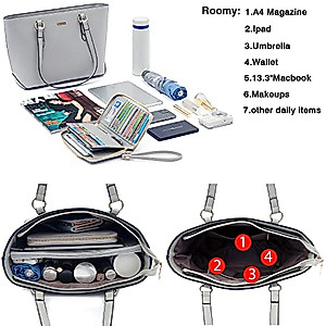 Purses And Wallets Set For Women Work Tote Handbags Shoulder Bag Top Handle Totes Purse With Matching Wallet Grey