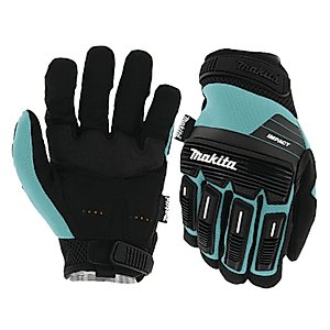Makita Unisex T 04254 Advanced Impact Demolition Gloves Large, Teal/Black, Large US