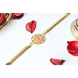 CHERKRAFT Rakhi for Brother Floral Fancy Rakhi Thread for Men/Boy Raksha Bandhan (Design 4, Standard)