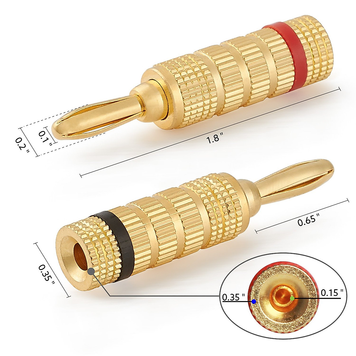 WGGE WG-3333 24k Gold Plated Speaker Banana Plugs-Closed Screw Type (10 Pairs (20 PLUGS))