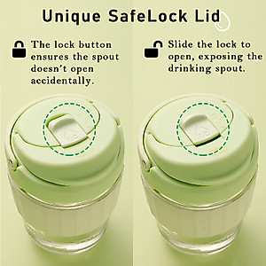 HY3 Leak-proof Glass Coffee Mug with Lid Lock, 17 oz Reusable Coffee Cup with Handle, BPA-free, Microwave and Dishwasher Safe (Forest Green)