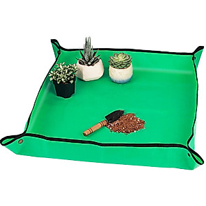 Herda 26.8" x 26.8" Repotting Mat for Potting Soil Indoor Plant and Dirt Control,Portable Potting Soil Foldable Succulent Potting Mat Soil Change Mat Table Top Indoor Plant Soil Potting Table Mat