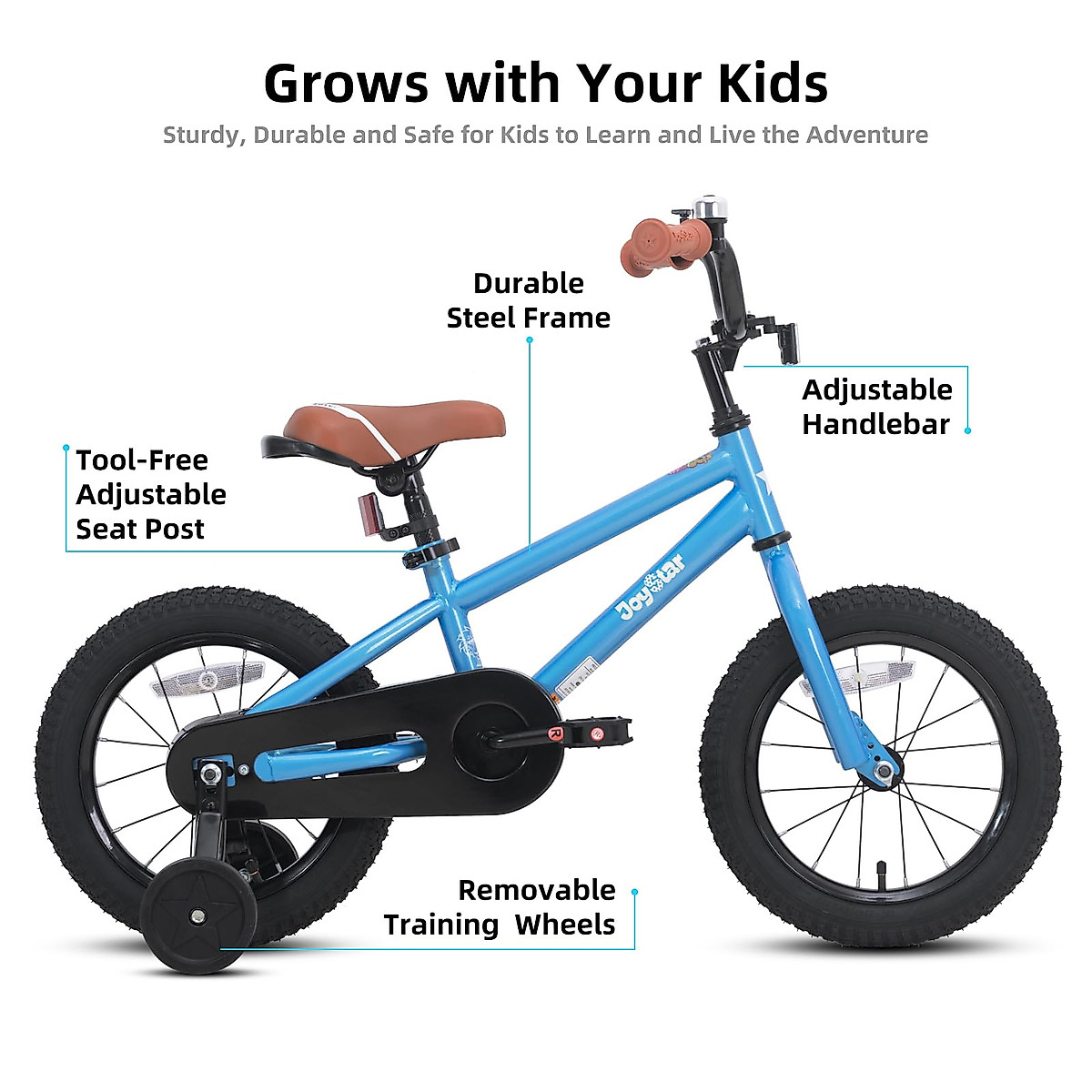 JOYSTAR 14 Inch Kids Bike for 3 4 5 Years Boys Girls Gifts Children Bicycle with Training Wheels Coater Brake BMX Style Blue