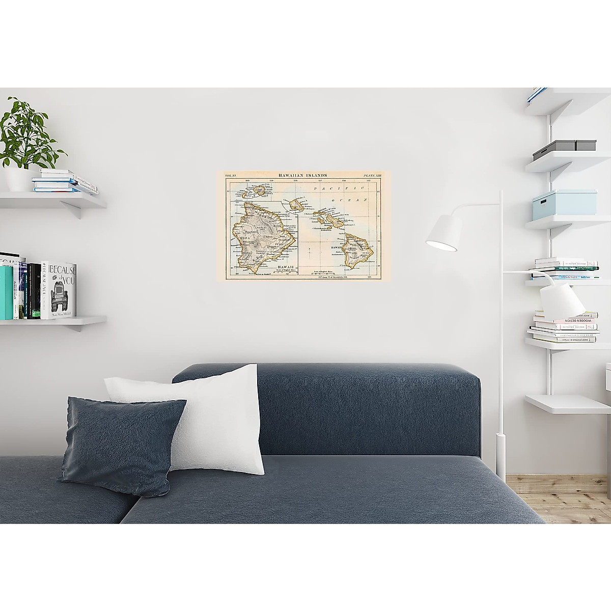 Hawaiian Islands 1883 Historical Antique Style Map Travel World Map with Cities in Detail Map Posters for Wall Map Art Geographical Illustration Island Cool Wall Art Print Poster 36x24