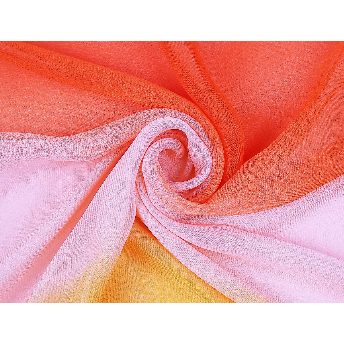 uxcell Long Chiffon Light Wedding Scarf Silky Gradient Color Party Shawl Spring Summer Beach Wrap for Women 63"x19.6" Red Orange Pink