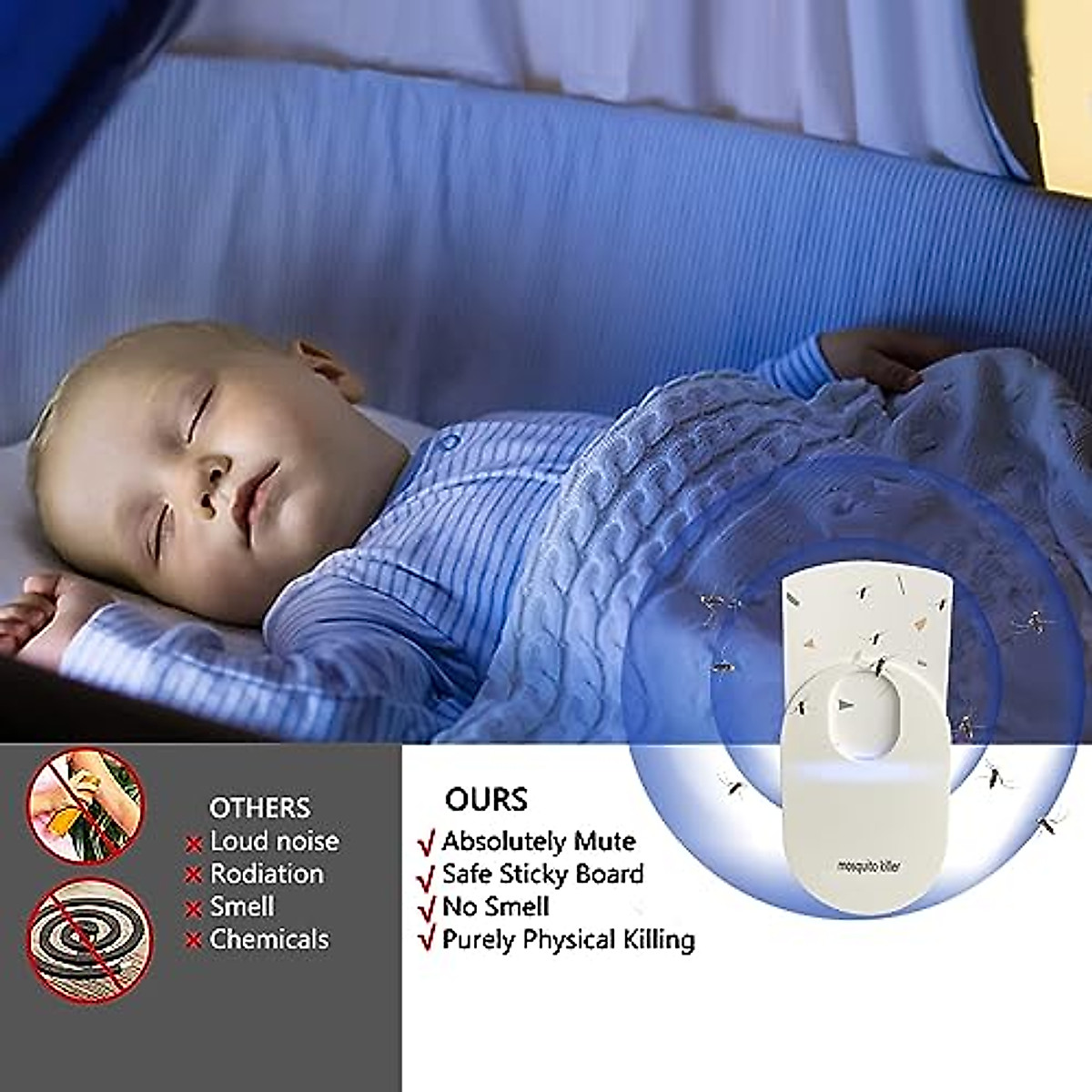 Qremove Flying Insect Trap Plug-in Fly Trap Indoor Gnat Moth Catcher Fly Tapper with Night Light Sticky Trap Boards UV Attractant Catcher for Home Office(3Packs)