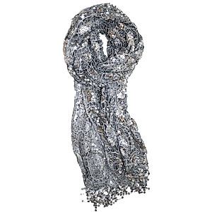Ted and Jack - Luxe Bedazzled Sequin and Sparkle Scarf in Silver