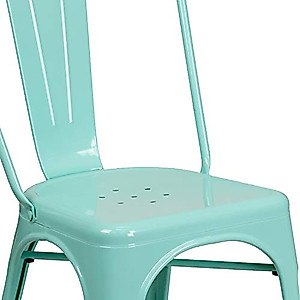 Flash Furniture Commercial Grade Mint Green Metal Indoor-Outdoor Stackable Chair