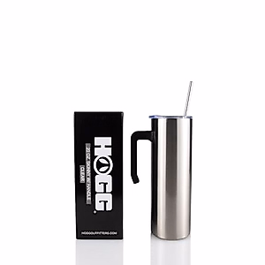 Hogg 20oz Sublimatable Clear Skinny Tumbler with Removable Handle, Lid, and Stainless Steel Straw, DIY, Customizable, Double Wall Insulated Tumblers