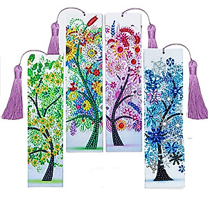 Diamond Bookmarks for Christmas: Four Seasons Trees Bookmarks and 3 Mandala Diamond Art Bookmarks