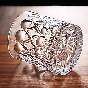 RYUHYF Whiskey Glass Set of 4, 10 oz vintage glasses, for drinking Scotch Bourbon Whiskey Cocktail Cognac Tequila Rum, Gift for Men and Women (Carved Wine Cup (set of 4))