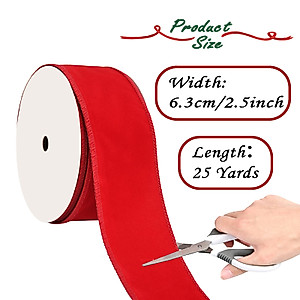 25 Yards Red Ribbon for Gift Wrapping 2.5" , Red Wired Ribbon, Red Curling Ribbon,Red Satin Ribbon,Red Burlap Ribbon, Gift Ribbon for Bows Bridal Wedding Ceremony Decorations