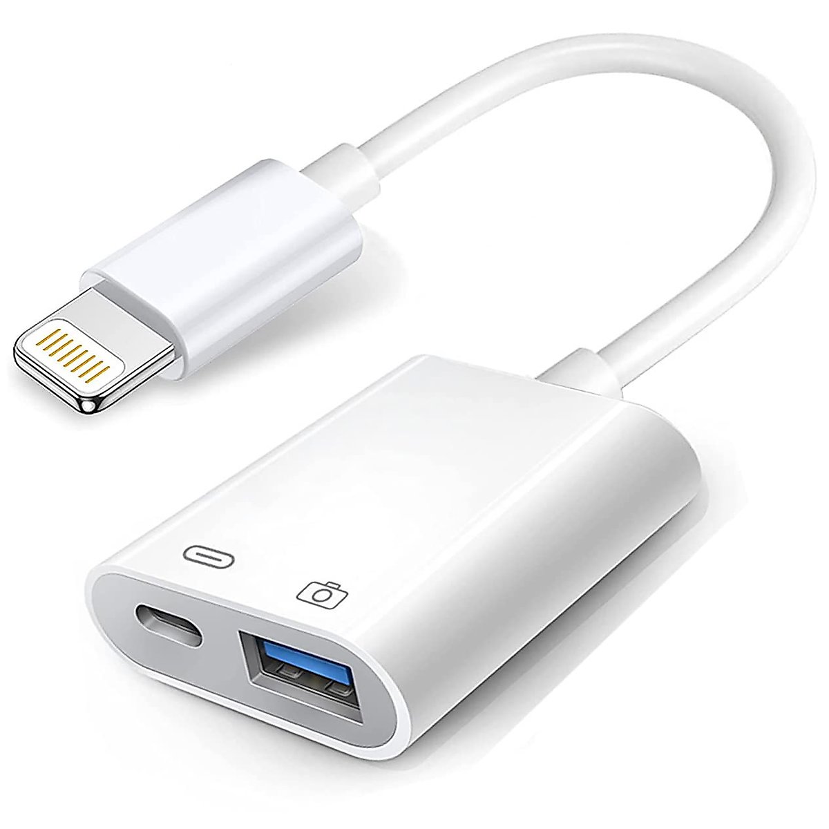 Apple Lightning to USB Camera Adapter with Charging Port, USB 3.0 OTG Cable for iPhone/iPad to Connect Card Reader, USB Flash Drive, U Disk, Keyboard, Mouse, Hubs, MIDI, Plug & Play