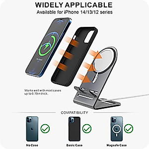 HALLEAST for Magsafe Charger Stand, 2022 Updated Aluminum Alloy Charging Holder Perfectly Compatible with for Apple iPhone 14 Plus/ 14 Pro Max/ 14 Pro/ 14/13 Mini for 14/13/12 Series, Gray