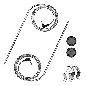 2-Pack Replacement Part for Masterbuilt Meat Probe, 9004190170 Temperature Probe Accessories Compatible with Masterbuilt Gravity Series 560/800/1050, with Grill Clips and Probe Grommet