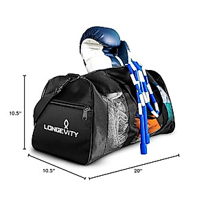 Longevity Gear Duffle Mesh Bags With Bottle Pocket, Breathable Duffel Bag for Sweaty Clothes and Equipment, Workout Bag, Gym Bag, Wrestling Bag, Swimmers, Active Athletes, | No More Stink