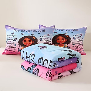 GRAT TIOC Black Girl Comforter Set Twin for Kids Teens,God Says You are Comforter Set for Black Women,Black Girl Magic Bedding Set,African American Girl Bed Bedroom Set