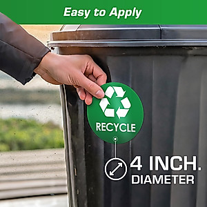 Pixelverse Design Recycle Trash Bin Logo Sticker - 4" x 4" - Organize & Coordinate Garbage Waste from Recycling - Great for Metal Aluminum Steel or Plastic Trash Cans - Indoor & Outdoor (10 Pack)