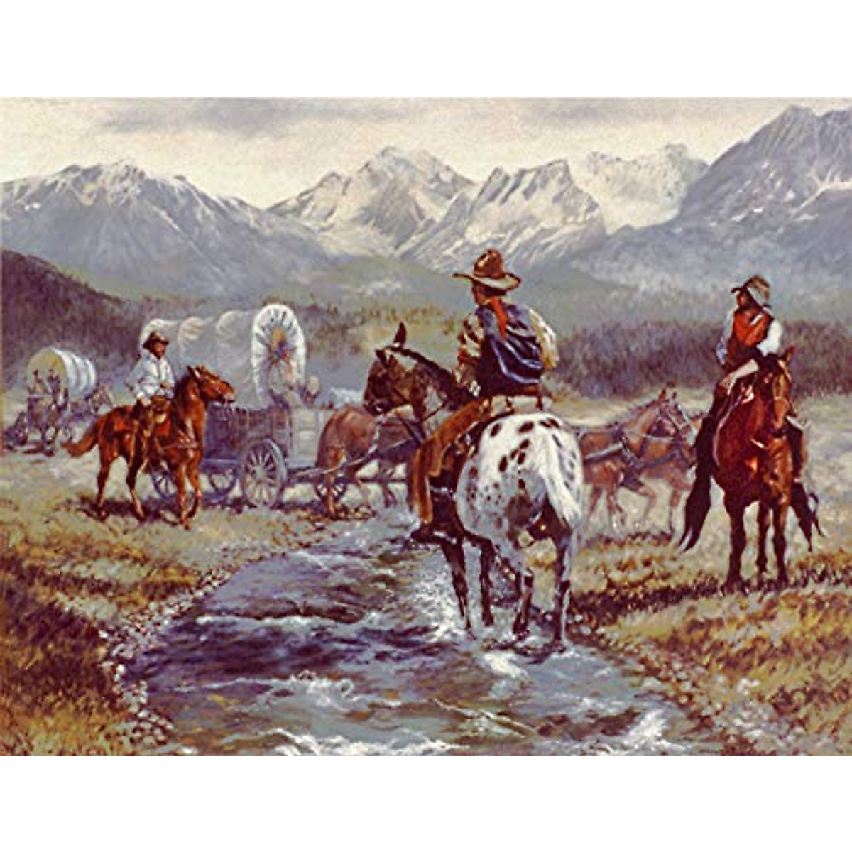 Across the Great Divide, Western Wagon Train History Limited Edition, Signed and Numbered Print by Andre Dluhos