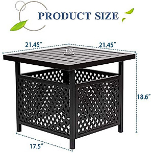 Omelaza Outdoor Patio Bistro Coffee Table Side Table with 1.57" Umbrella Hole, Small Metal Square, for Garden, Pool, Deck, Black