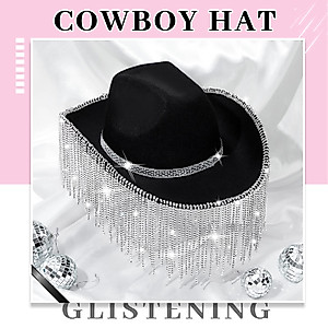 Rhinestone Cowboy Hat Glitter Cowboy Hat With Glasses, Headscarves, Adhesive Rhinestone Letter Patches