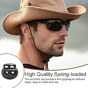 12 Pack Black Plastic Spring Cord Lock Toggle Stopper for Drawstring, Paracord Cord Stop Elastic Shoelace Lock Fastener Slider Clip Double Hole