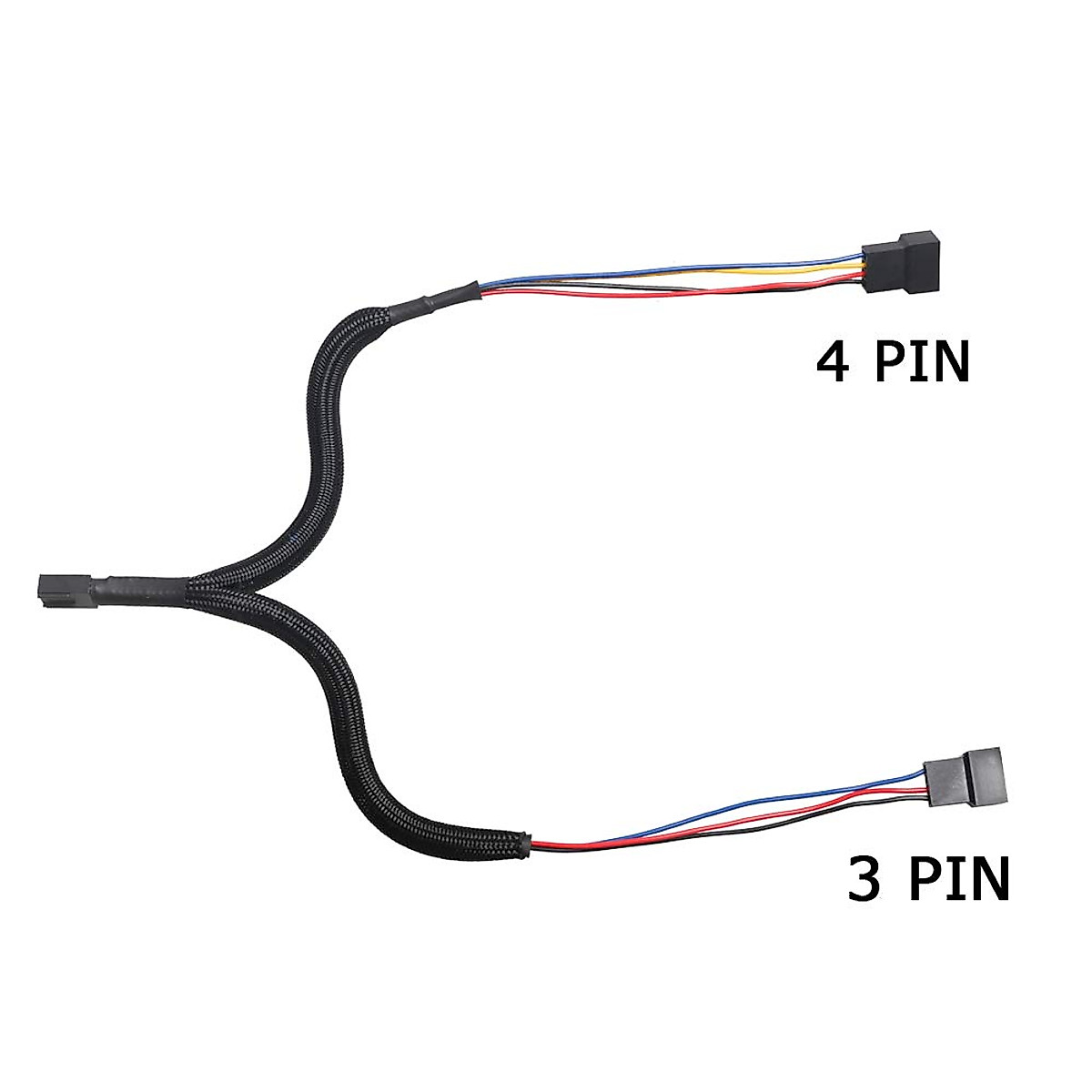 Winncon PWM Fan Splitter Cable 1 to 2 Converter, Black Case Fan Splitter Cable, Case Fan Power Duplicator Converter, Dual Case Fan Power Adapter, 10.6 inch (1 Pack)