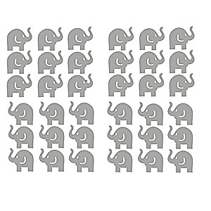 Cute Elephant Decal -36 Set Elephant Wall Decor Stickers for Kids Bedroom- Art Vinyl Removable Nursery Room Wall Decals (Light Gray)