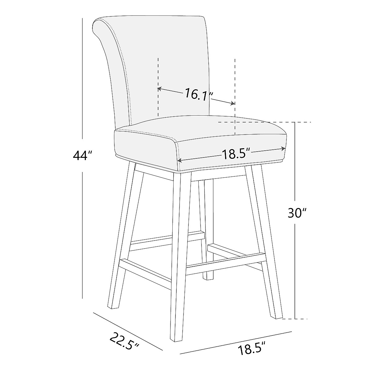 CHITA 30 Inch Counter Height Swivel Bar Stools Set of 2, FSC Certified Modern Upholstered Faux Leather Swivel Barstool Chairs with Back, Stone Grey