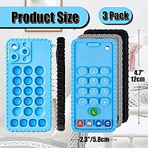 Baby Cell Phone Toys 6 to 12 Months, Baby Teethers 0-6 Months, Baby Teething Toys, Baby Teethers, Silicone Cell Phone Teether for Infant Toddler Baby Girl Boy Toy Gift for 12-18 Months Pack of 3