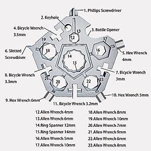 23-in-1 Snowflake Multitool Stainless Steel Multitool,Chxico 23-in-1 Stainless Multi-tool with Key Ring,Gift for Christmas(Silver)