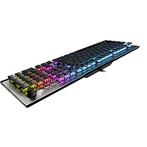 ROCCAT Vulcan 100 AIMO Mechanical PC Gaming Keyboard, RGB Lighting, Silent, Per Key LED Illumination, Brown Switches, Aluminum Top Plate, Silver