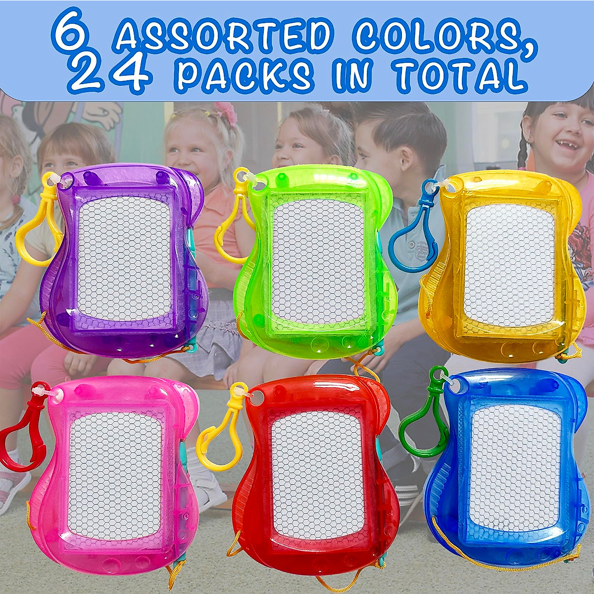 24 Pack Mini Magnetic Drawing Board Keychain for Backpack Erasable Sketch Valentines Toys Bulk for Kids Classroom Gifts Rewards Party Favors Goodie Bag Stocking (24 pcs Draw Keychain)