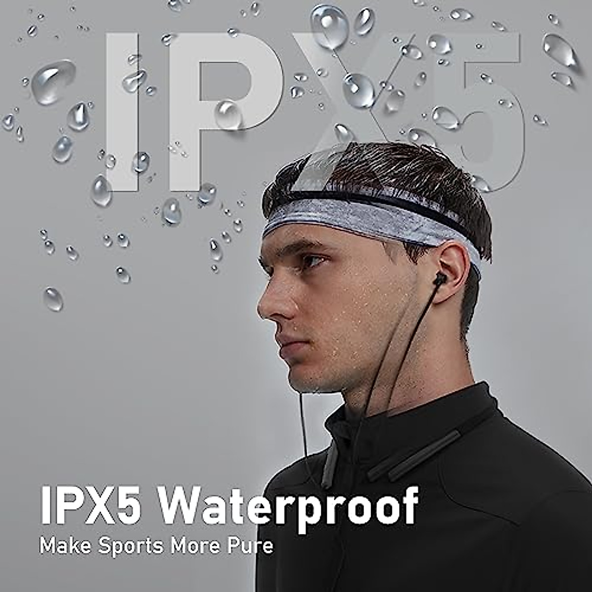 Neckband bluetooth headphones wireless neckband earbuds 240-Hrs long standby around neck bluetooth headphones IPX5 Waterproof comfortable bluetooth neckband headphones with microphone (Blue)