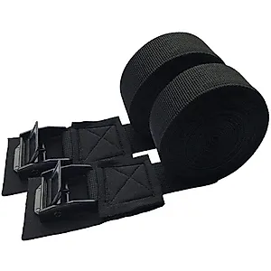 Tie Down Strap Padded Cam Lock Buckle - Cargo Straps for Moving Appliances, Lawn Equipment, Motorcycle SUP Kayak Surfboard Surf Rack - Black Pair