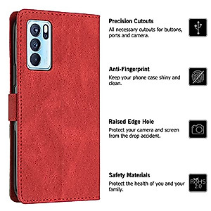 phone filp case Compatible with Oppo Reno 6Pro 5G Case, Reno 6Pro 5G Wallet Case Slim PU Leather Phone Case Flip Folio Leather Case Card Holders Shockproof Protective Case with Wrist Strap nonmetallic