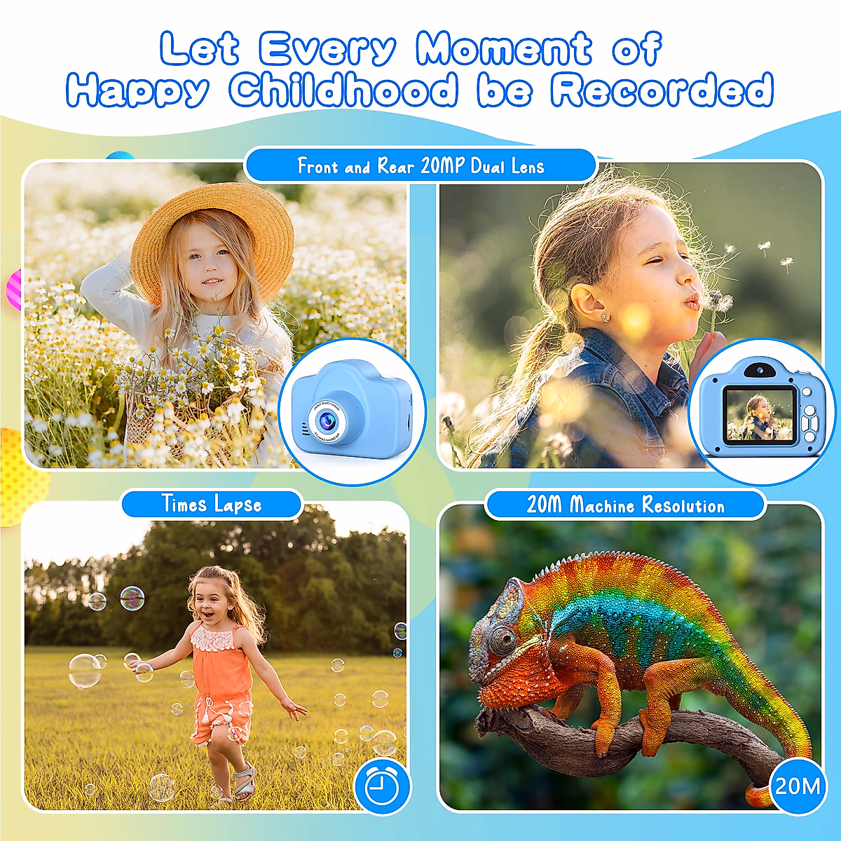 Fonee Kids Camera for Boys & Girls, Camera for Kids 3 4 5 6 7 8 9 10 Years Old, Toddler Camera with 32GB SD Card, 20MP HD Kids Selfie Digital Camera for Christmas Birthday Gifts for Kids Age 3-10